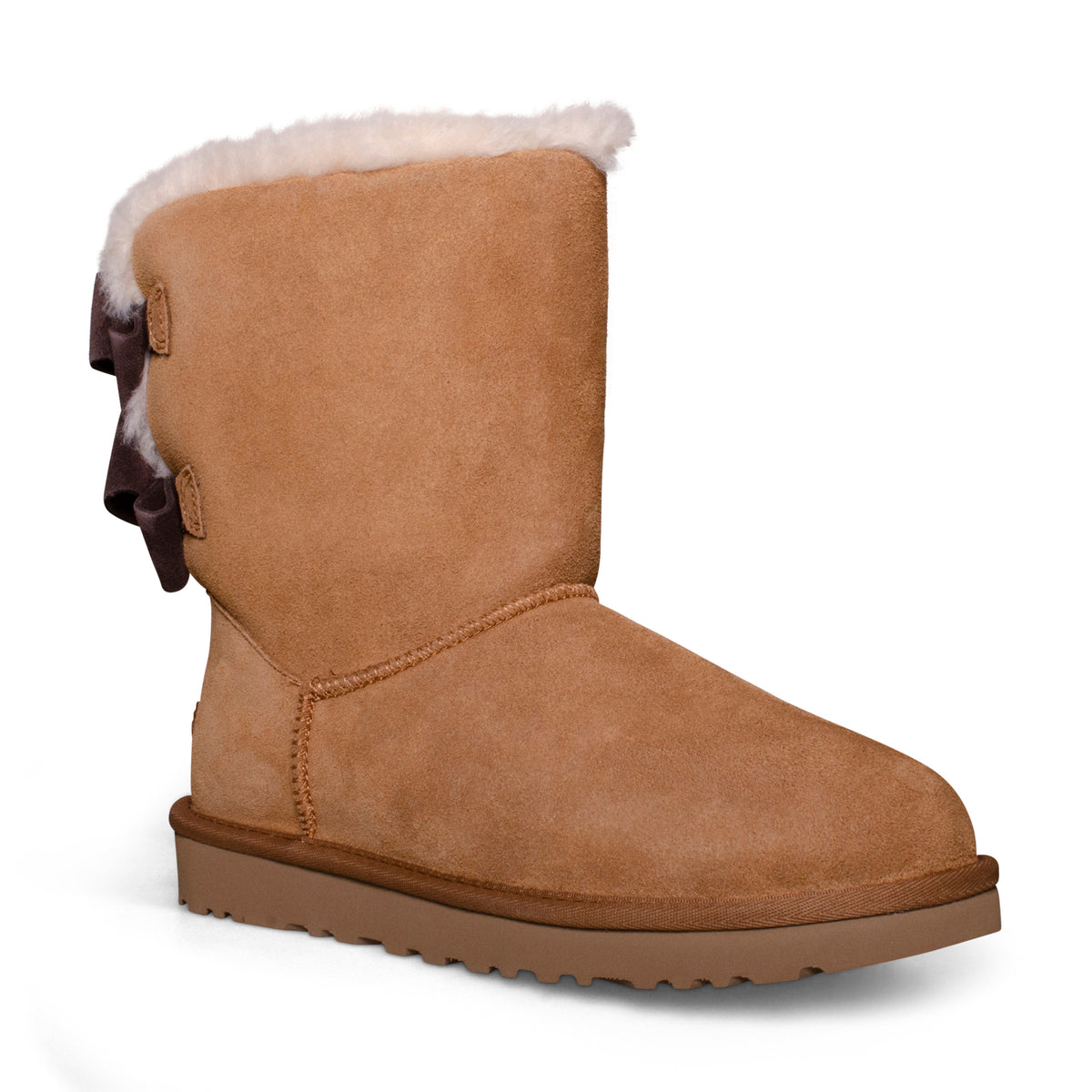 UGG Bailey Suede Bow Chestnut Boots - Women's – MyCozyBoots