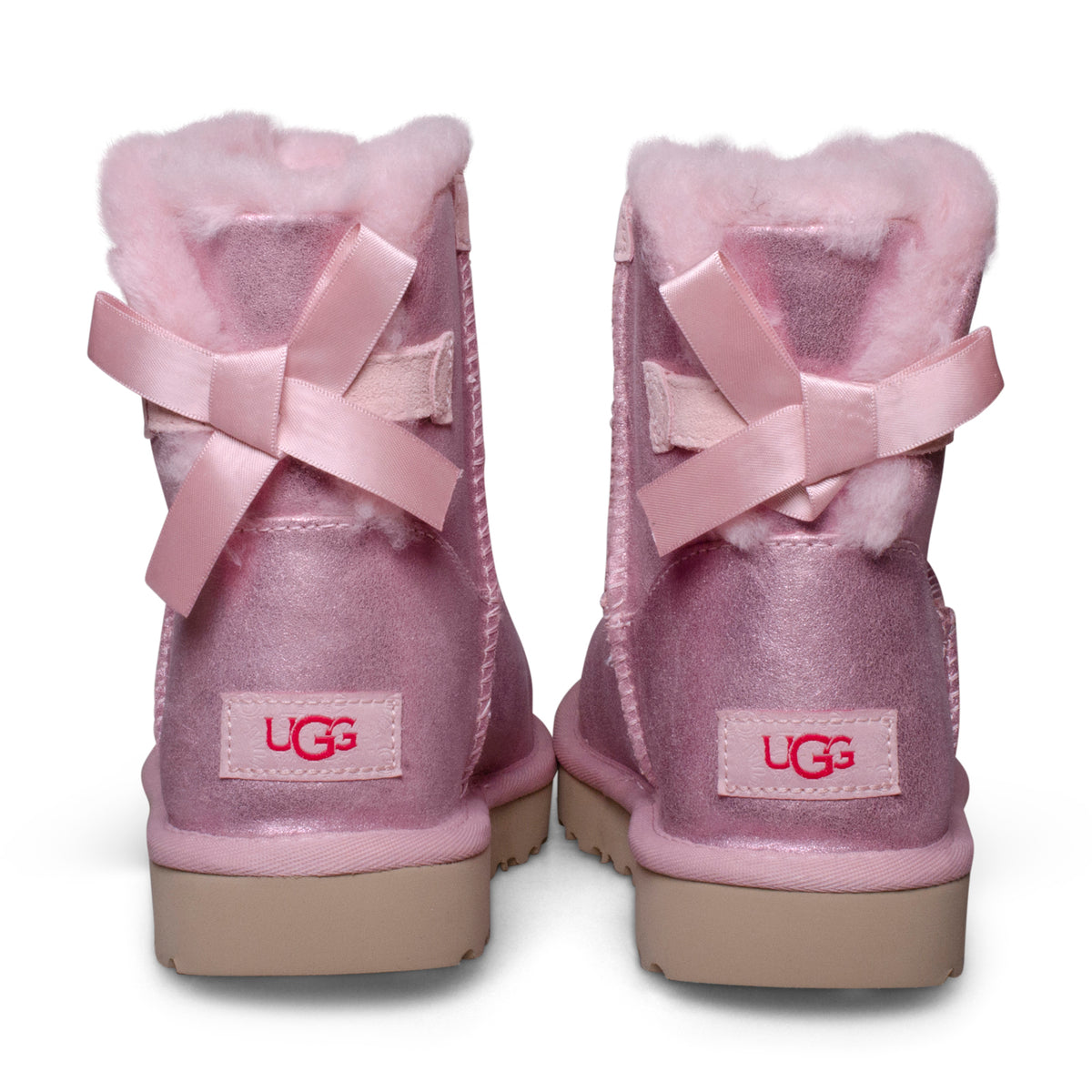 UGG MIni Bailey Bow Glisten Pink Cloud Boots - Women's – MyCozyBoots