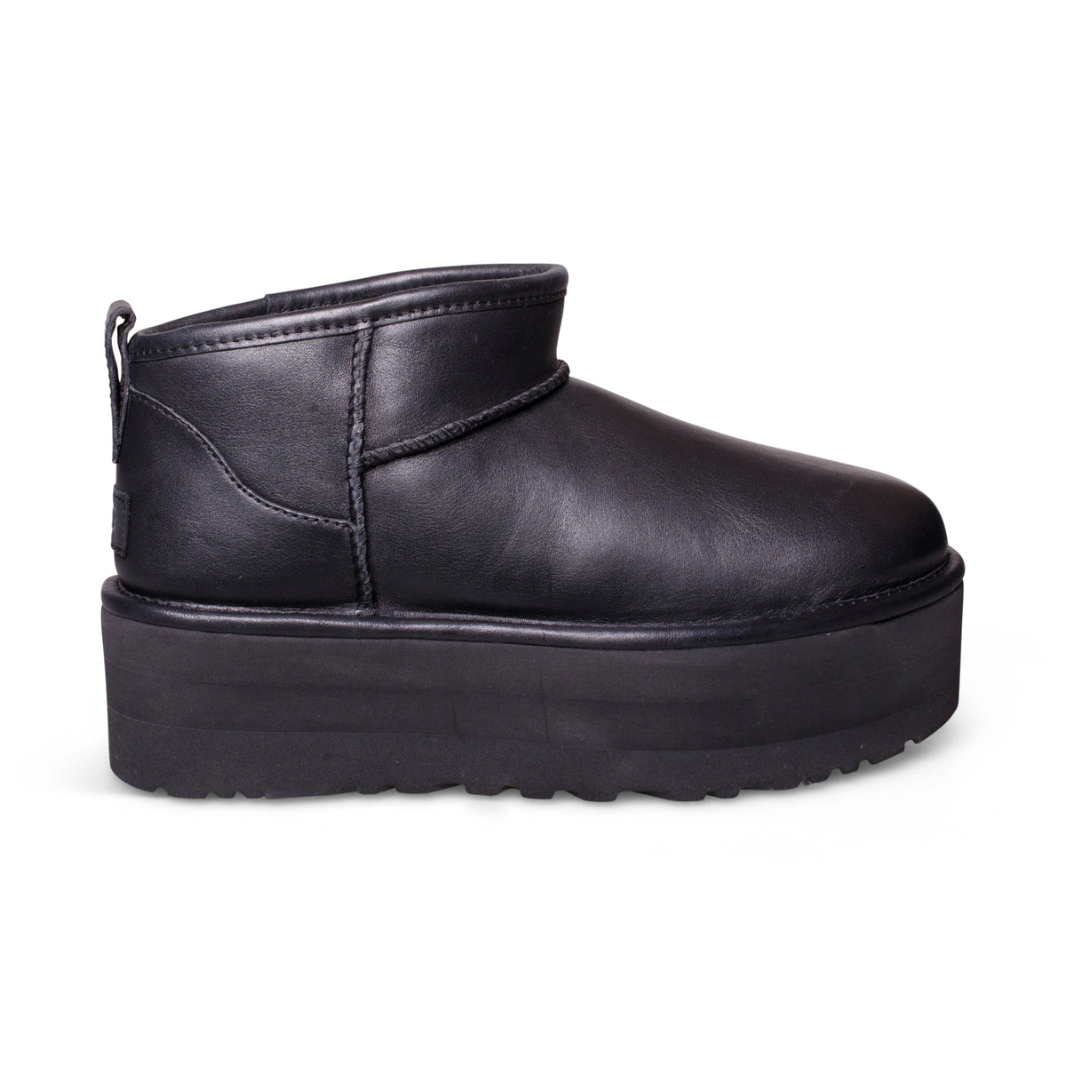 UGG Classic Ultra Mini Platform Leather Black Boots - Women's – MyCozyBoots