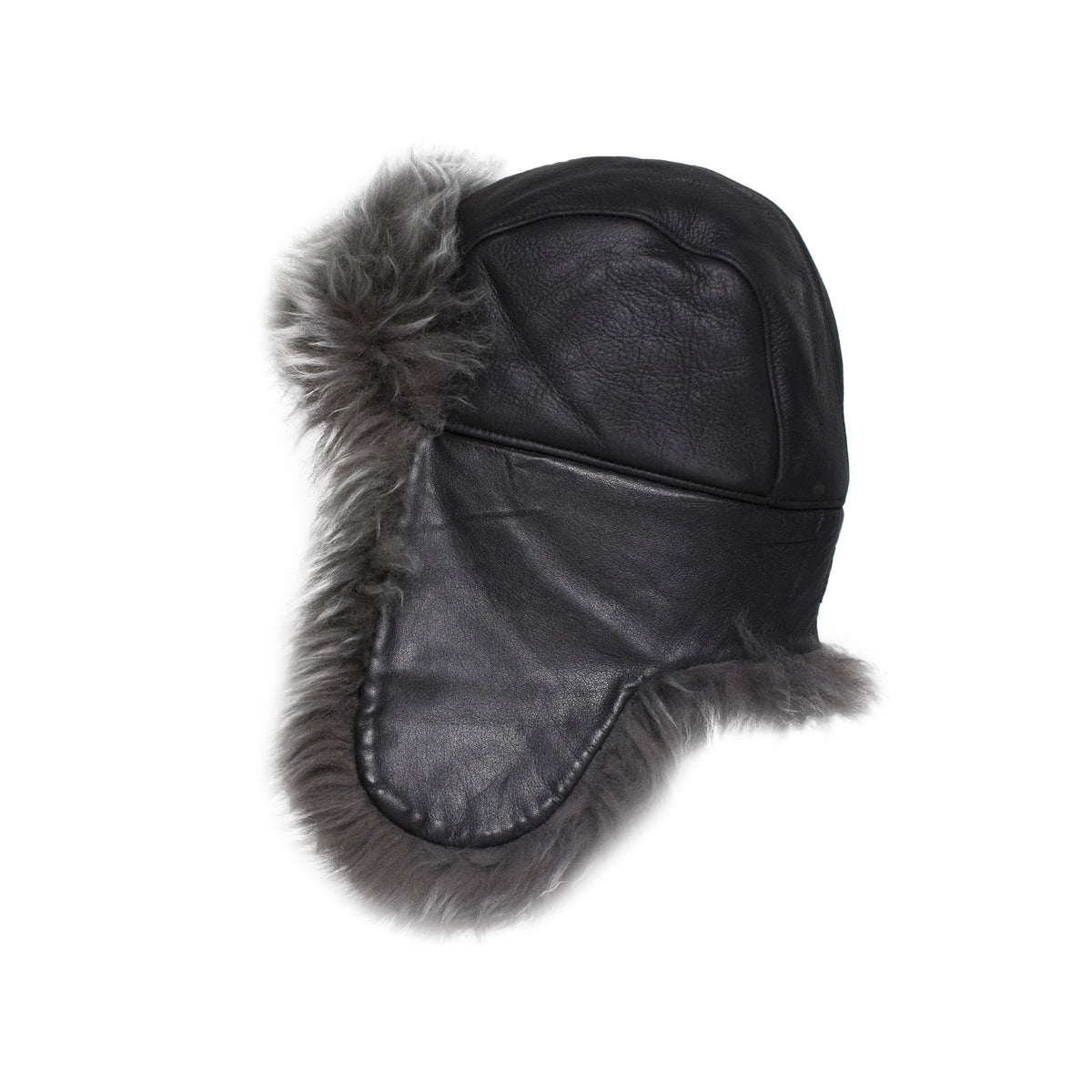 UGG Toscana Long Pile Trapper Leather Black Hat - Women's – MyCozyBoots