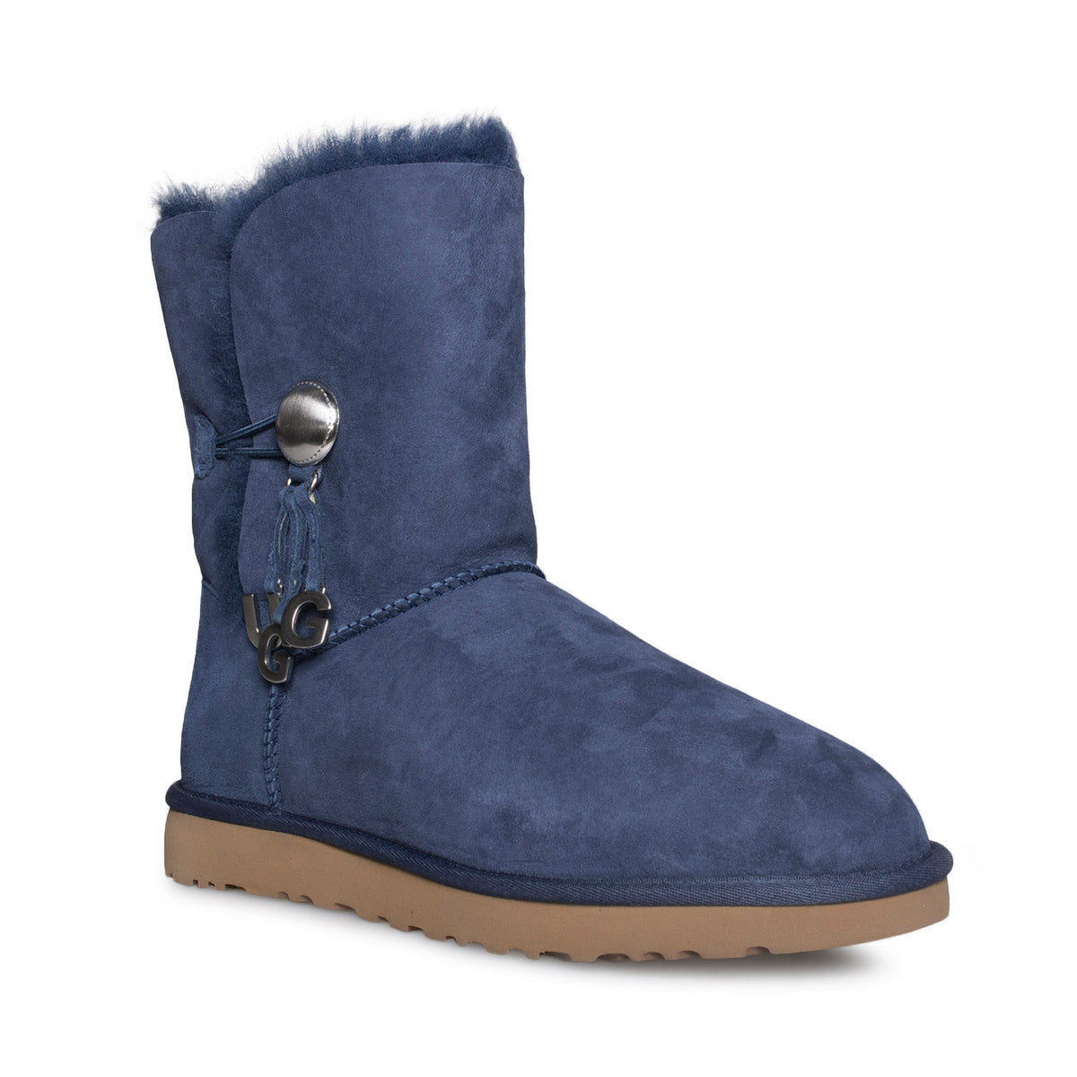 UGG Bailey Button UGG Charm Navy Boots - Women's – MyCozyBoots